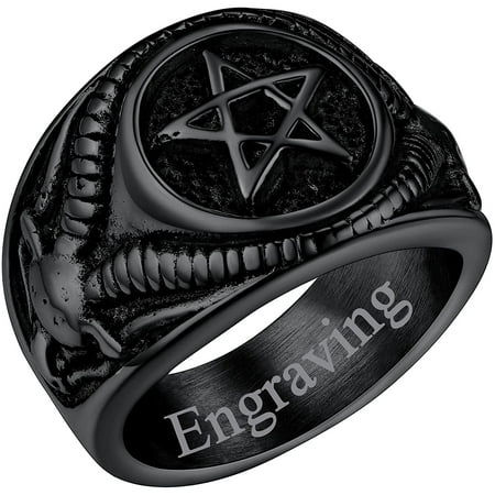 LINLINPAPA Satanic Jewelry Baphomet Goat Rings Sigil of Lucifer Satan ...