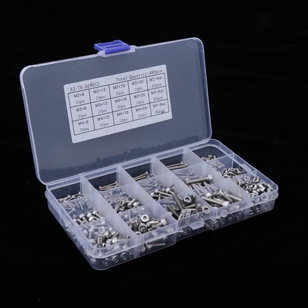Pack of 480 Screws Nuts Set in 15 Grids Case Stainless , Several Sizes ...