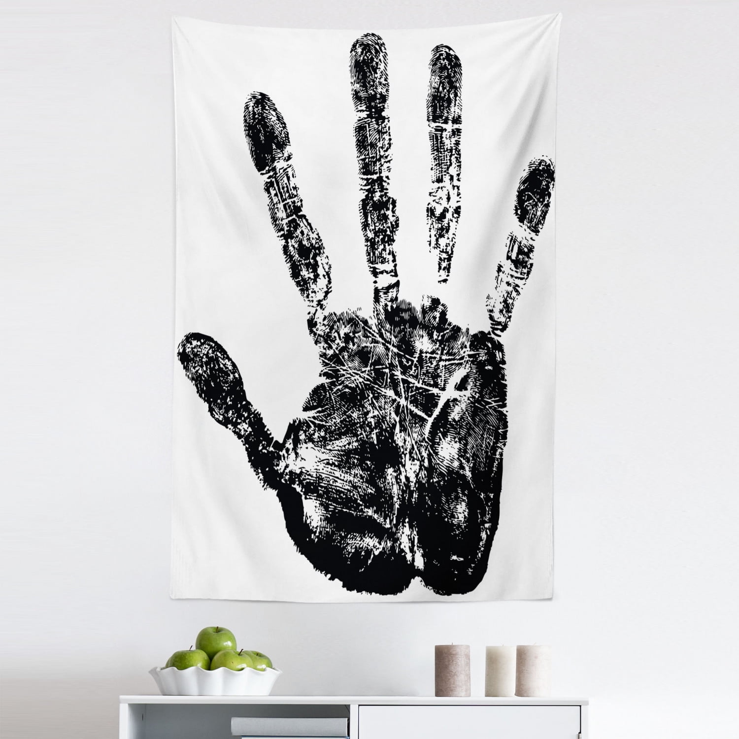 Modern Tapestry, Hand Print with Human Fingers in Grunge Motley ...