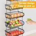 6 Tier Rolling Cart with 2 Hanging Baskets Black Metal Wire Storage ...