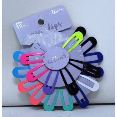 Scunci Decorative Snap Clips with Open Side Design, Assorted Colors, 12 ...