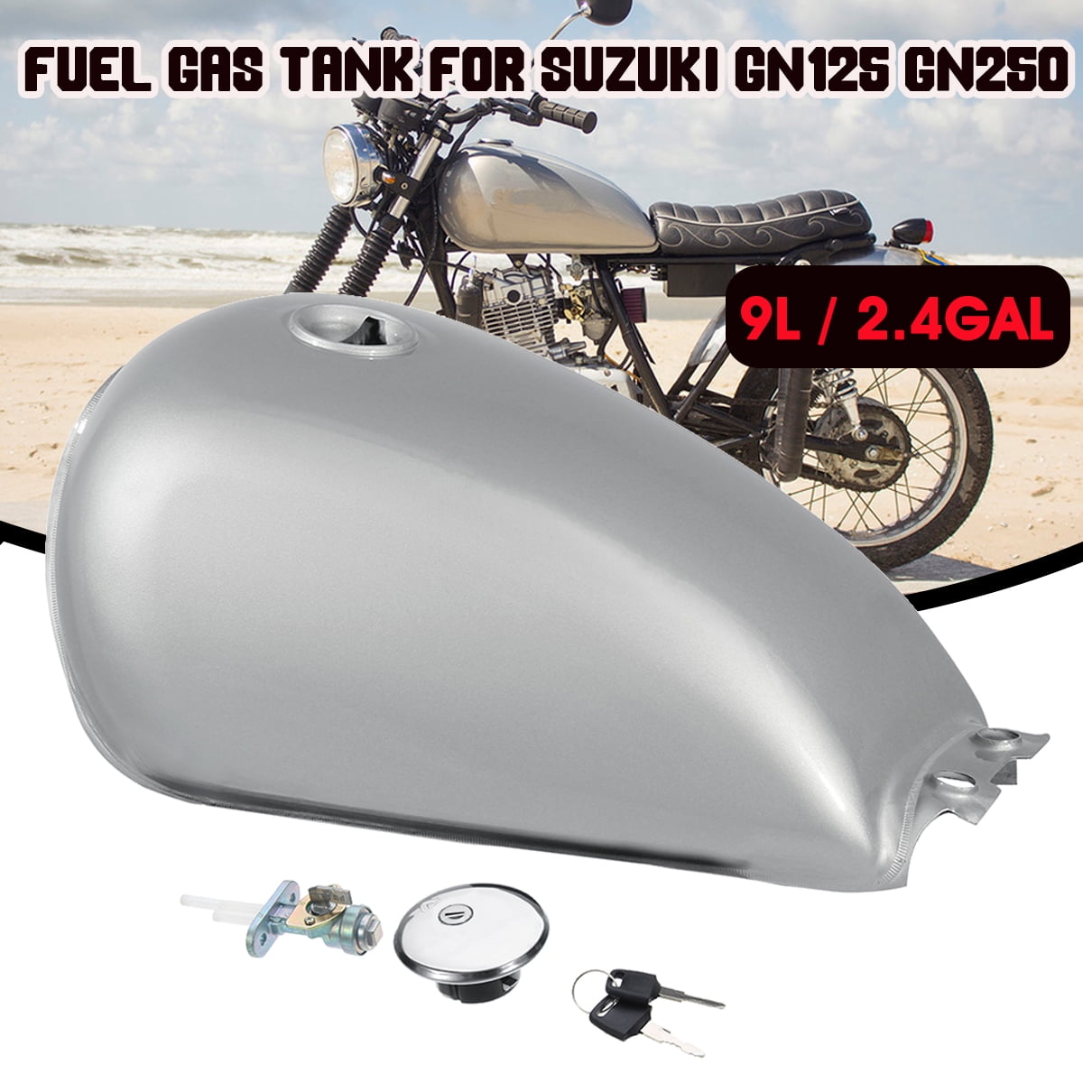 Motorcycle 9L 2.4 Gallon Cafe Racer Vintage Fuel Gas Tank For Suzuki ...
