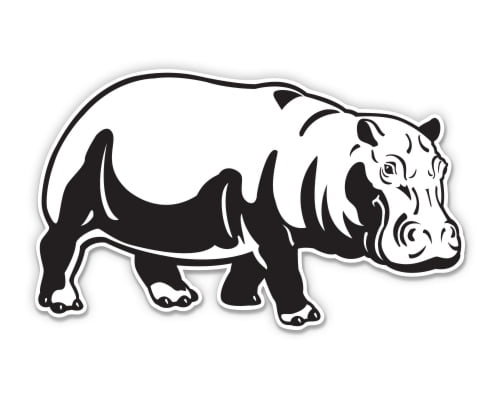 Hippo - 5" Vinyl Sticker - For Car Laptop I-Pad - Waterproof Decal ...