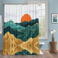 Abstract Landscape Shower Curtain for Bathroom, Mountain Peaks Hills ...