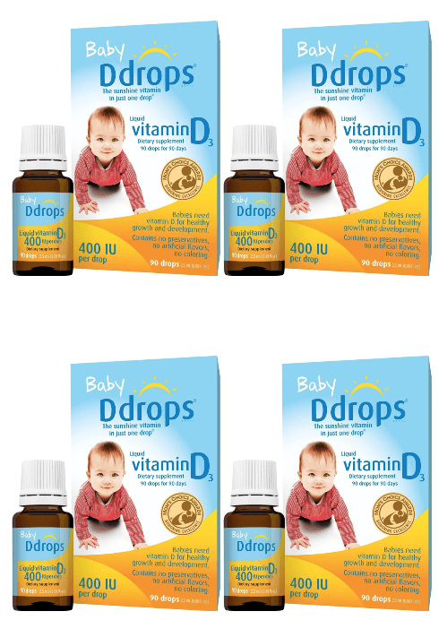 Baby D Drops Liquid Vitamin D3 400 IU/Drop, 90 Drops- 4 Pack - Walmart.com