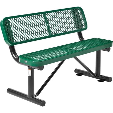 Global Industrial 695743IBL 4 ft. Outdoor Steel Bench with Backrest ...