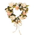 Artificial Flower Wreath LED String Lights Satin Ribbon Front Door Home ...