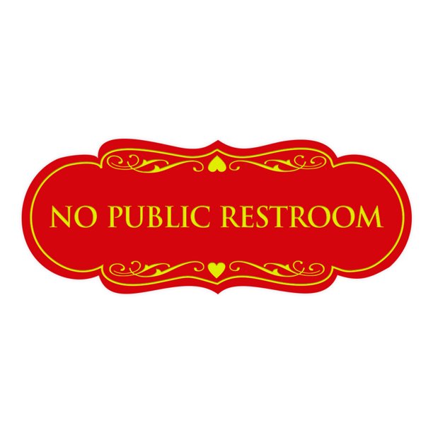 Designer No Public Restroom Sign(Red/Yellow) - Large - Walmart.com