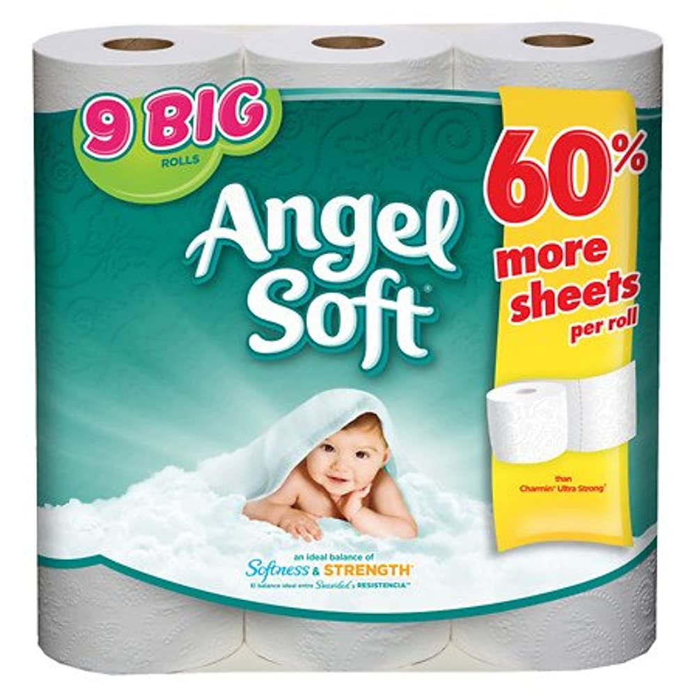 Angel Soft 2 Ply Bathroom Tissue 9 Big Rolls 198 Sheets Roll 1 Pack