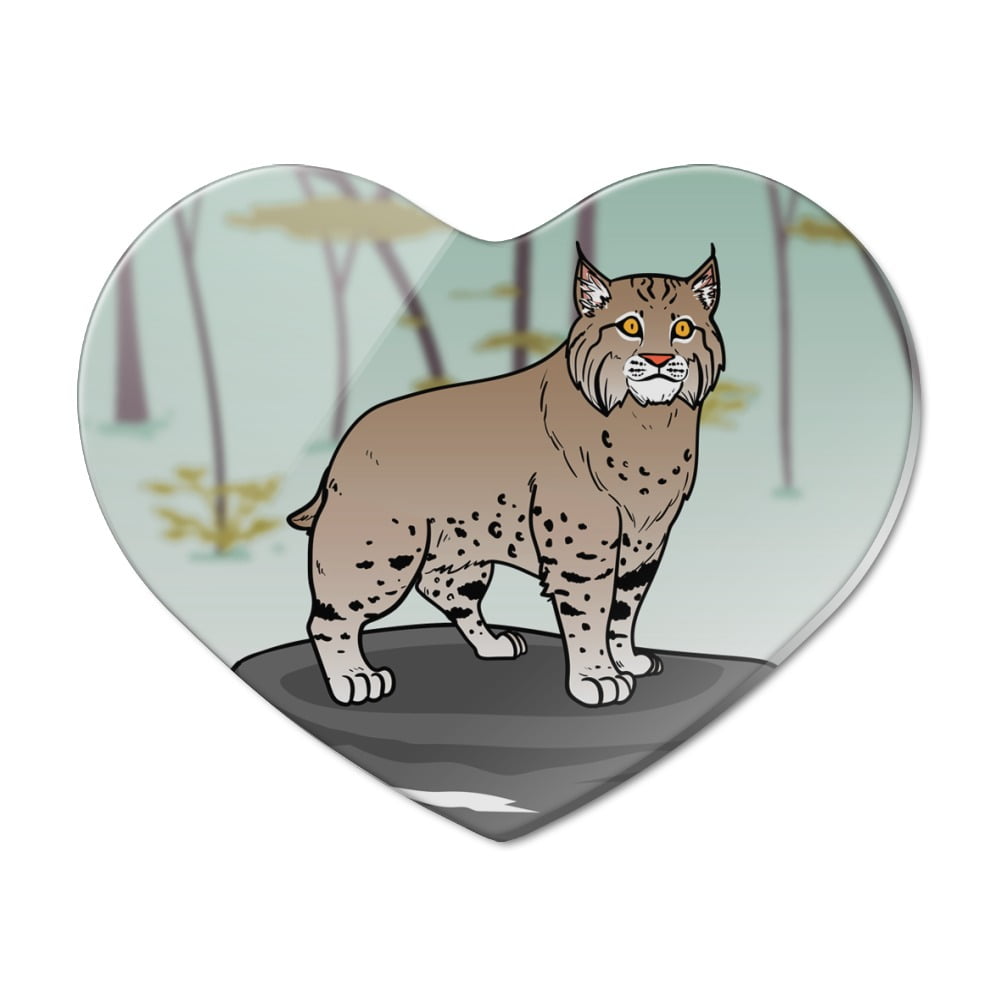 Bobcat Lynx Cat Heart Acrylic Fridge Refrigerator Magnet - Walmart.com