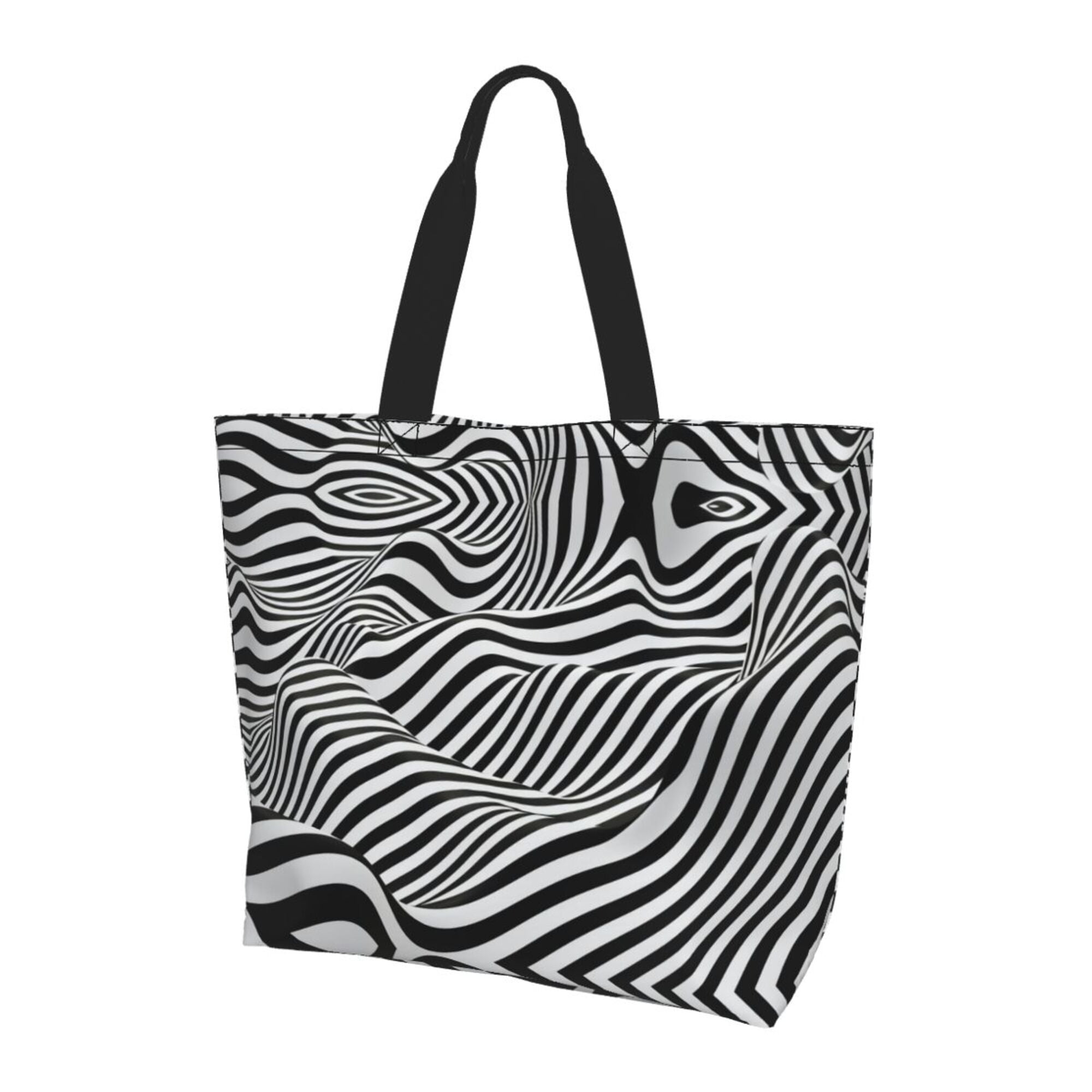 ZICANCN Optical Illusion Wavy Lines Tote Bag , Grocery Bags Reusable ...