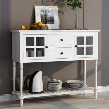 Gymax Buffet Server Sideboard Wine Cabinet Console Table Grey Home ...
