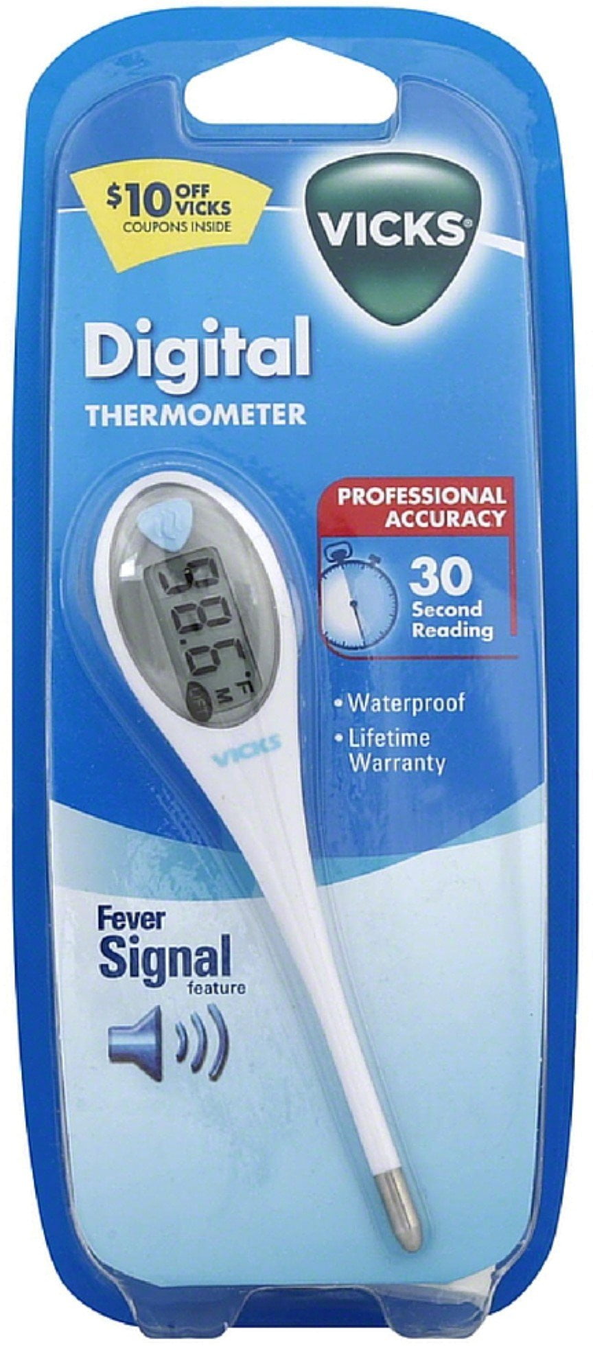 Vicks Digital Feature Fever Signal Waterproof Thermometer, 1ct, 2-Pack