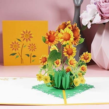 Pop Up Flower Card, 3D Sunflower Pop Up Greeting Cards, for Mother's ...