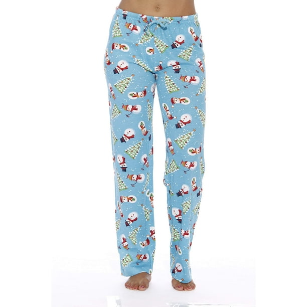 Just Love Women Pajama Pants Sleepwear Holiday Prints Snowman Blue