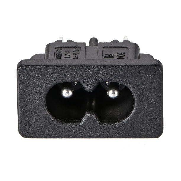 Panel Mount Plug Adapter 250V AC 2.5A C8 2 Pins IEC Inlet Module Plug ...