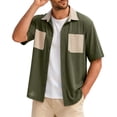 Ceisia Contrast Collar Corduroy Button Down Shirts Single Chest Pocket ...