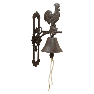 Metal Wall Mount Rooster Welcome Bell Rustic Farm/Yard/Garden/Patio ...