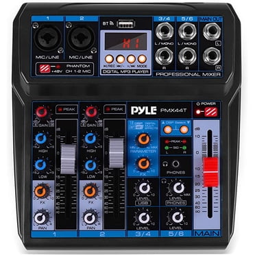 Pyle PMXU43BT 4 Channel Bluetooth Sound Board Mixer System for DJ ...