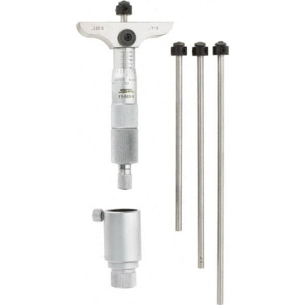 SPI 0 to 4" Range, 4 Rod, Mechanical Depth Micrometer Ratchet Stop ...