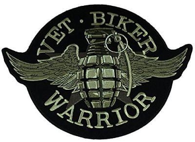 LARGE VET BIKER WARRIOR WITH GRENADE AND WINGS BACK PATCH COMBAT MC ...