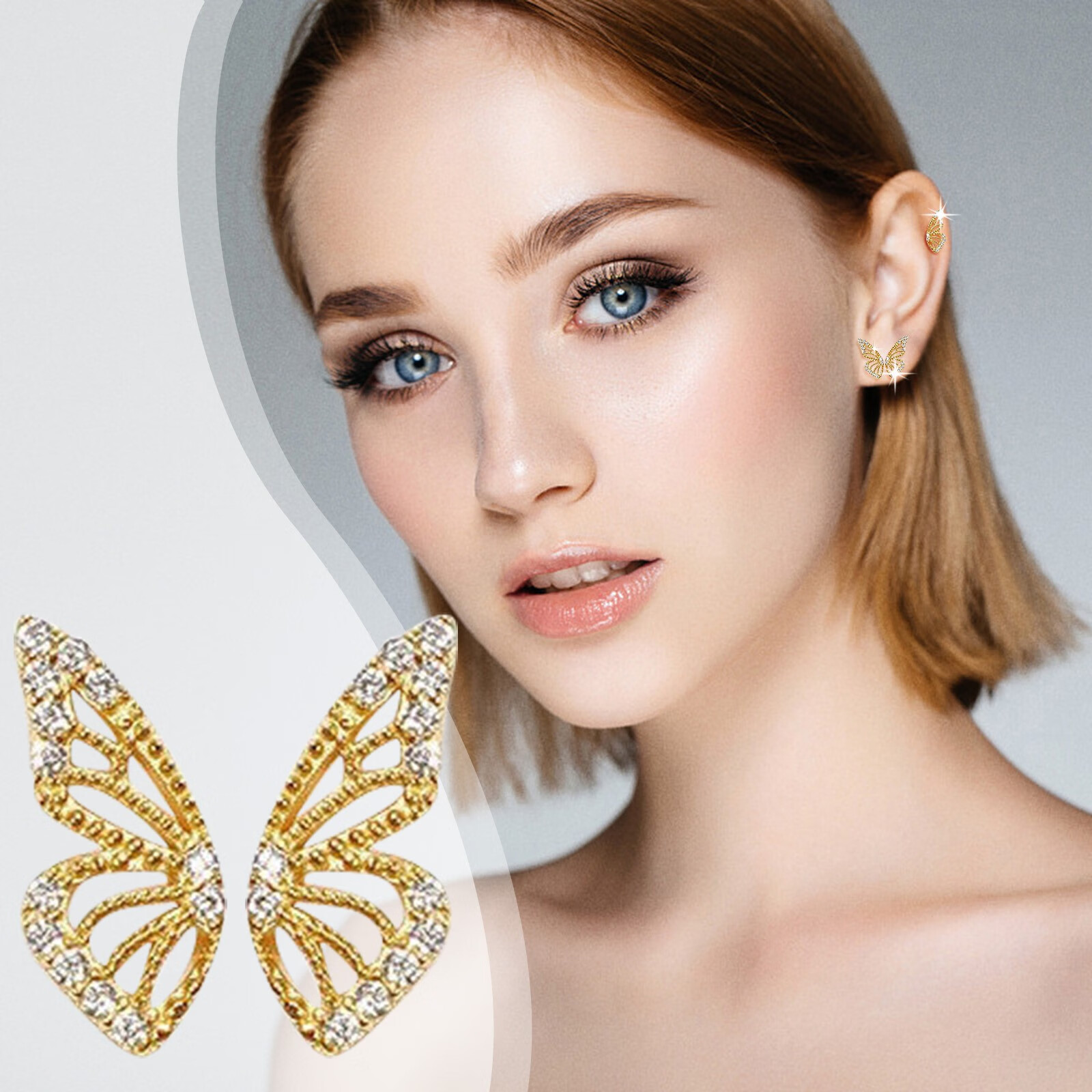 Butterfly Earrings For Women Gold Plated Butterfly Wing Earrings Dainty ...
