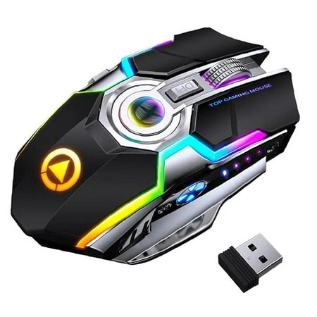 Wireless Mouse Silent Gaming Optical USB Rechargeable Mice with Backlit ...