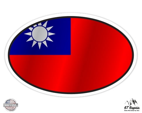 Taiwan Flag Oval - 12" Vinyl Sticker Waterproof Decal - Walmart.com
