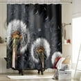 Black Dandelion Floral Shower Curtain Abstract Flying Dandelions Seeds ...
