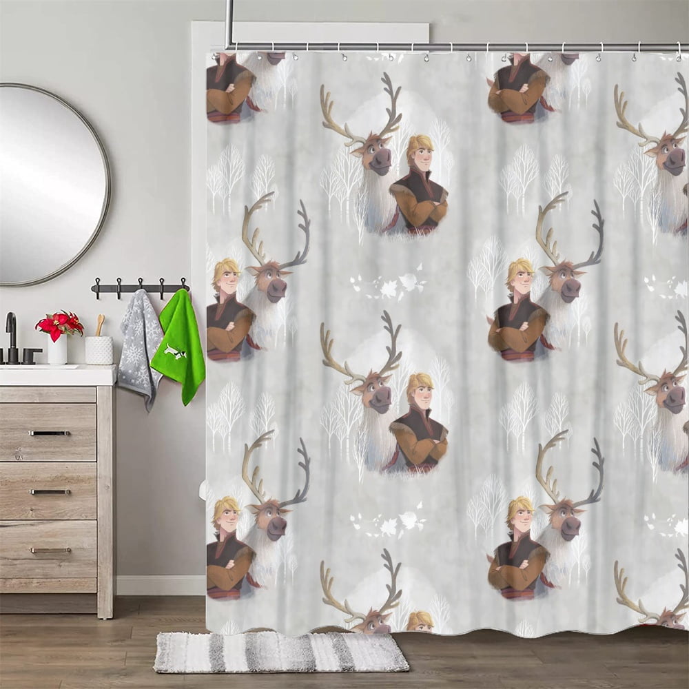 Frozen Elsa Shower Curtain Bathroom Polyester 3D Girls Boys Watercolor ...