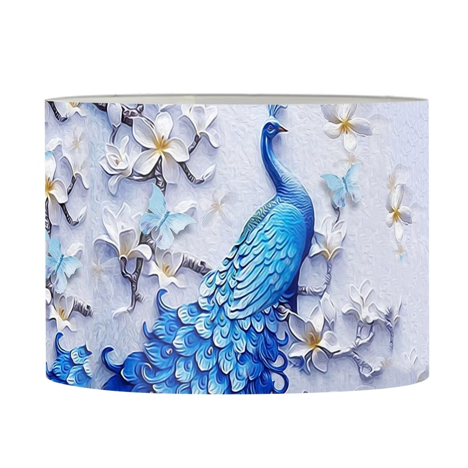 NETILGEN Cylinder Lampshade Peacock Retro Flower Lampshades for Table ...