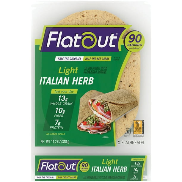 2 PACK, Flatout Light Wraps, Italian Herb, Low Carb Wraps, Low Carb ...