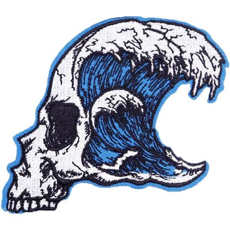 Waves Punk Skull Patch Iron On Embroidered Patches for Clothing ...