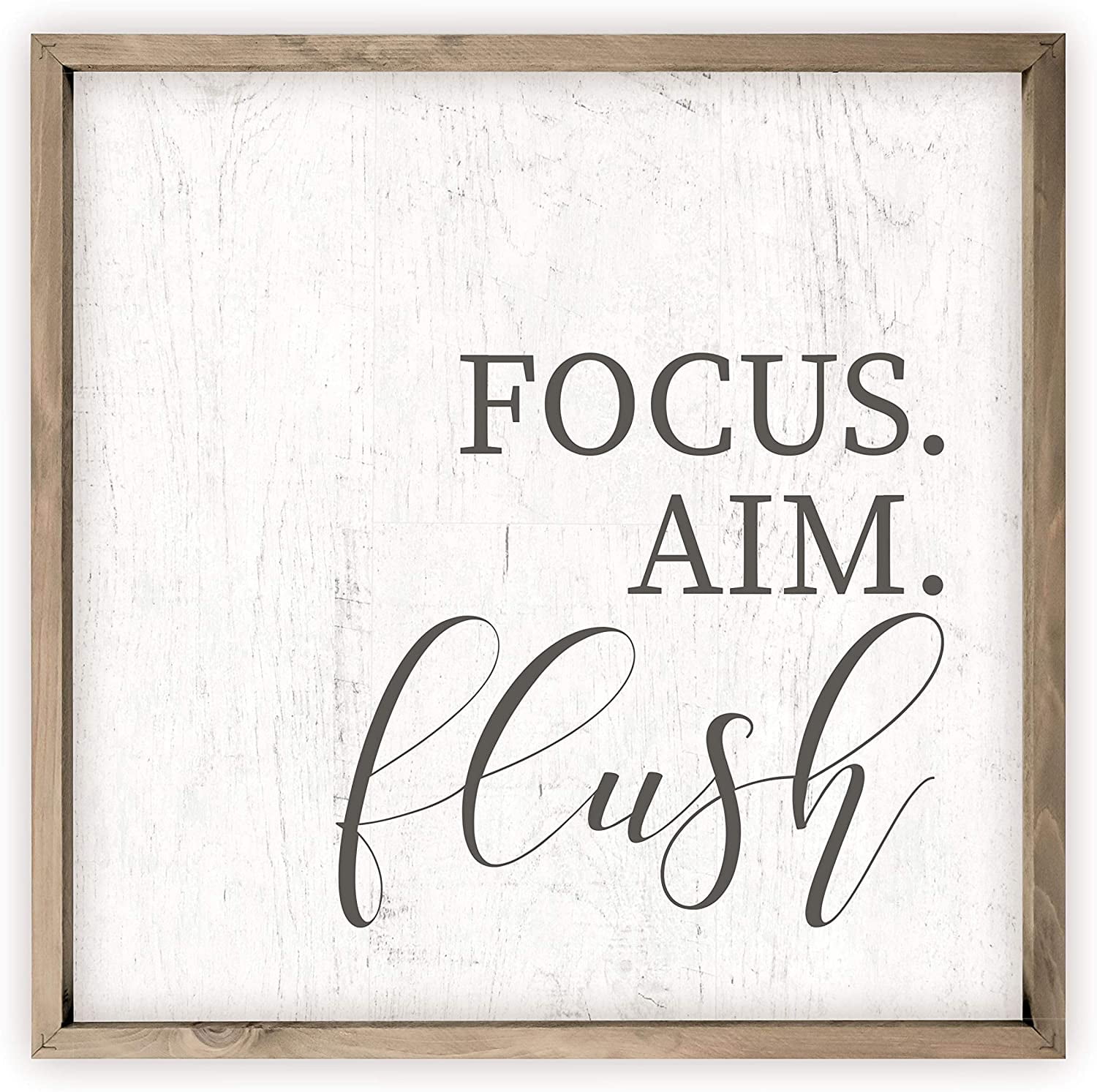 Focus Aim Flush Rustic Wood Sign 12x12 (Frame Included) - Walmart.com