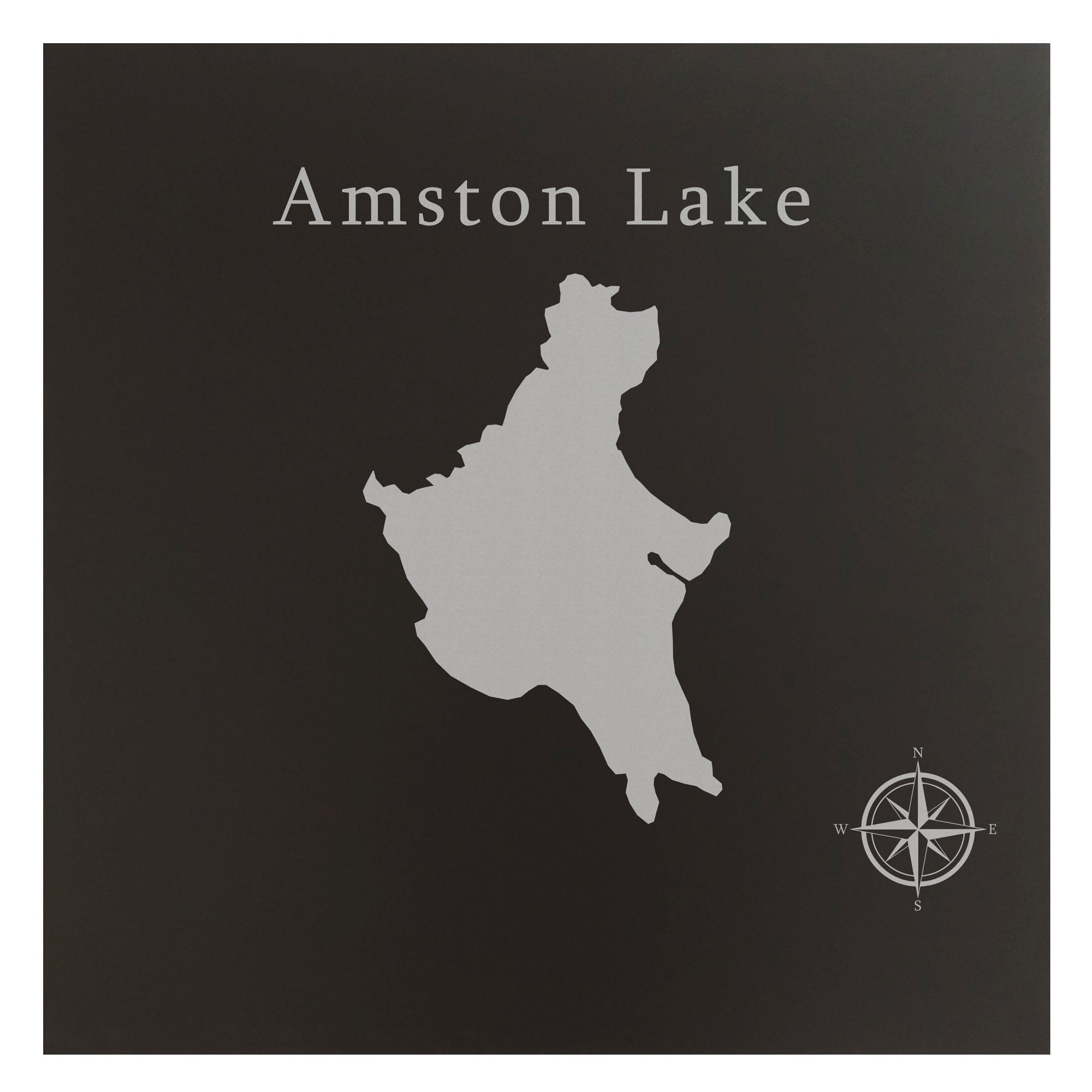 Amston Lake Map 24x24" Black Metal Wall Art Office Decor Gift Engraved ...