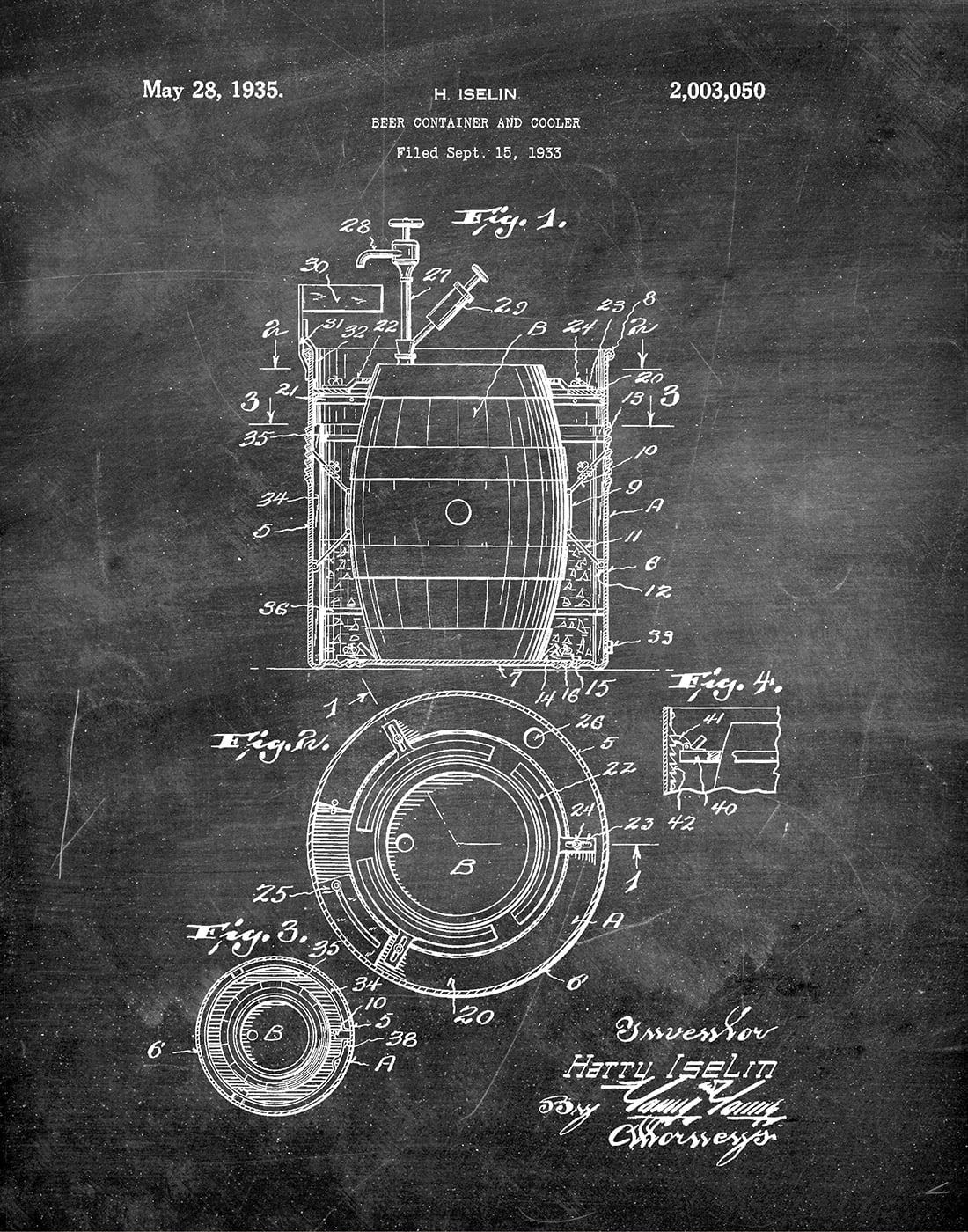 Original Beer Container Artwork Submitted In 1933 - Bar - Patent Art ...