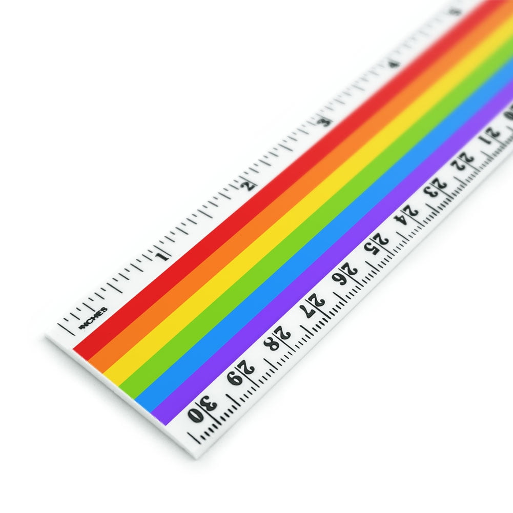 Rainbow Pattern 12 Inch Standard and Metric Plastic Ruler - Walmart.com
