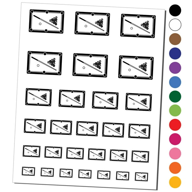 Billiard Pool Table Water Resistant Temporary Tattoo Set Fake Body Art ...