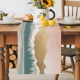 Burlap Table Runner 120 Inches Long, Watercolor Mountain Lake Non-Slip ...