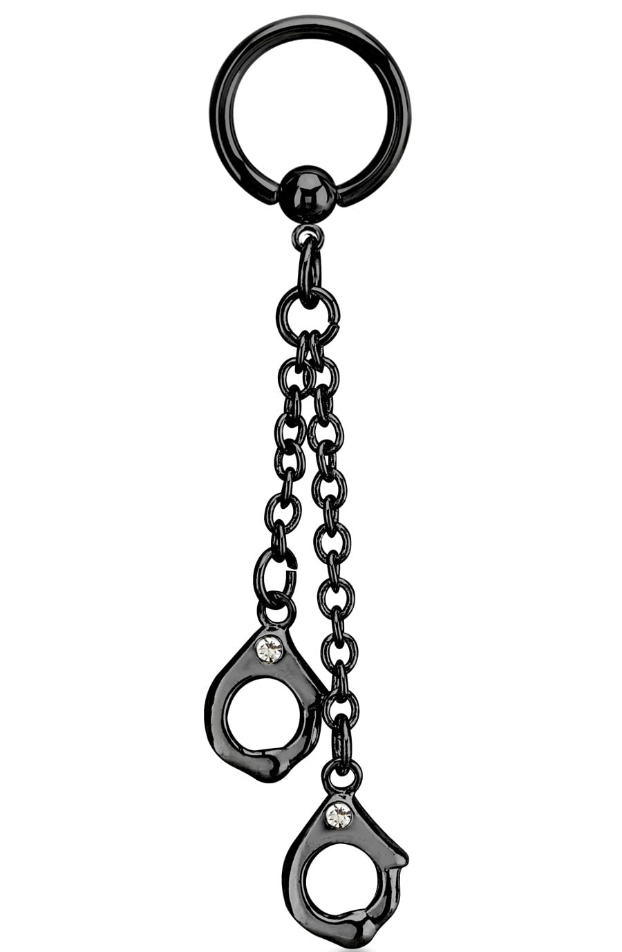 iJewelry2 Black Tone Stainless Steel Dangling Submissive Handcuffs ...