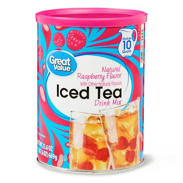 Great Value Natural Raspberry Flavor Iced Tea Drink Mix, 23.6 oz ...