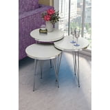 White Nesting Coffee Tables 3 PCS,Round Side Table With 3-Rod Metal ...