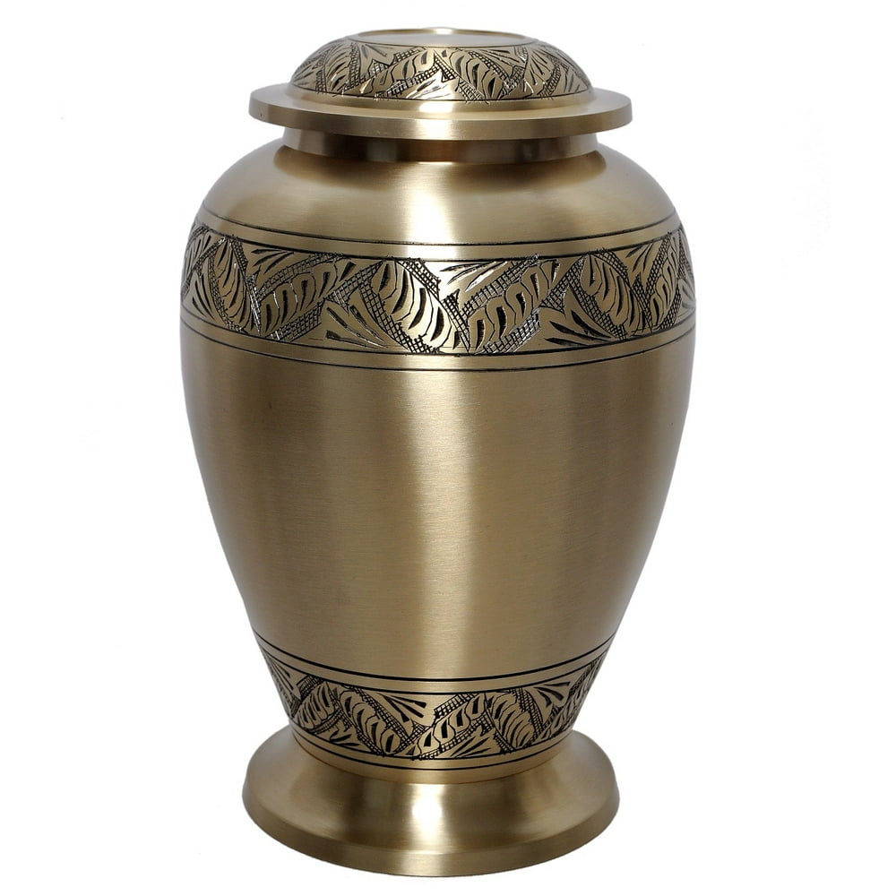 Dignity Floral Cremation Urn - Bronze Finish Large Urn - Laurel Leaf ...