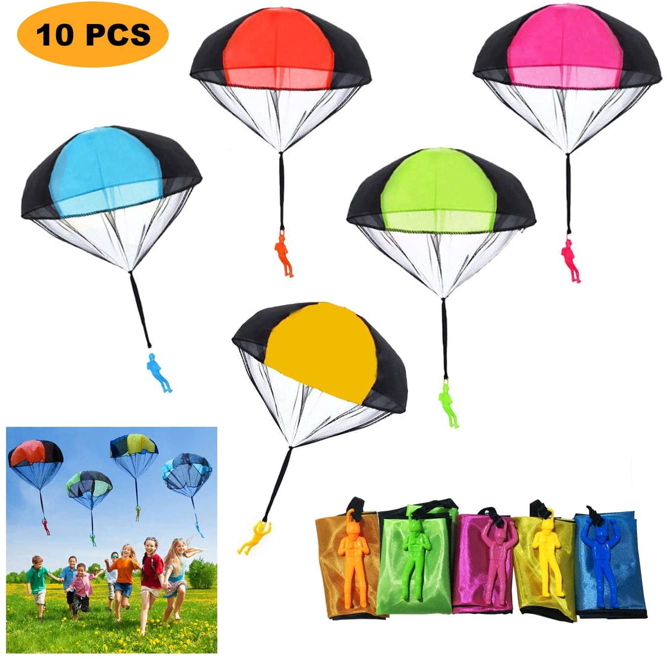 10 Pcs Parachute Toy, Hand Throwing Parachute Toy Set, Outdoor Toys for ...