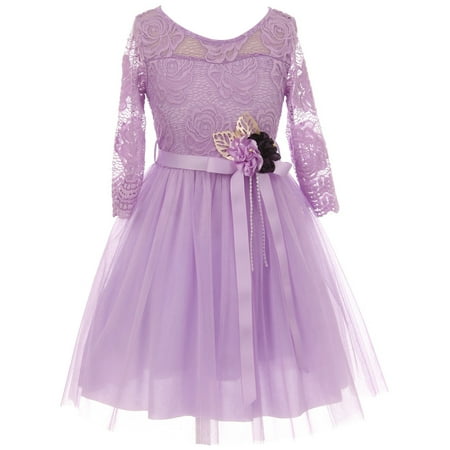 BNY Corner - Little Girl Floral Lace Top Tulle Flower Holiday Party ...