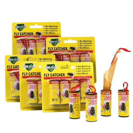 Labymos 24 Rolls Fly Strips Dual-sided Sticky No Chemicals Fly Tapes ...