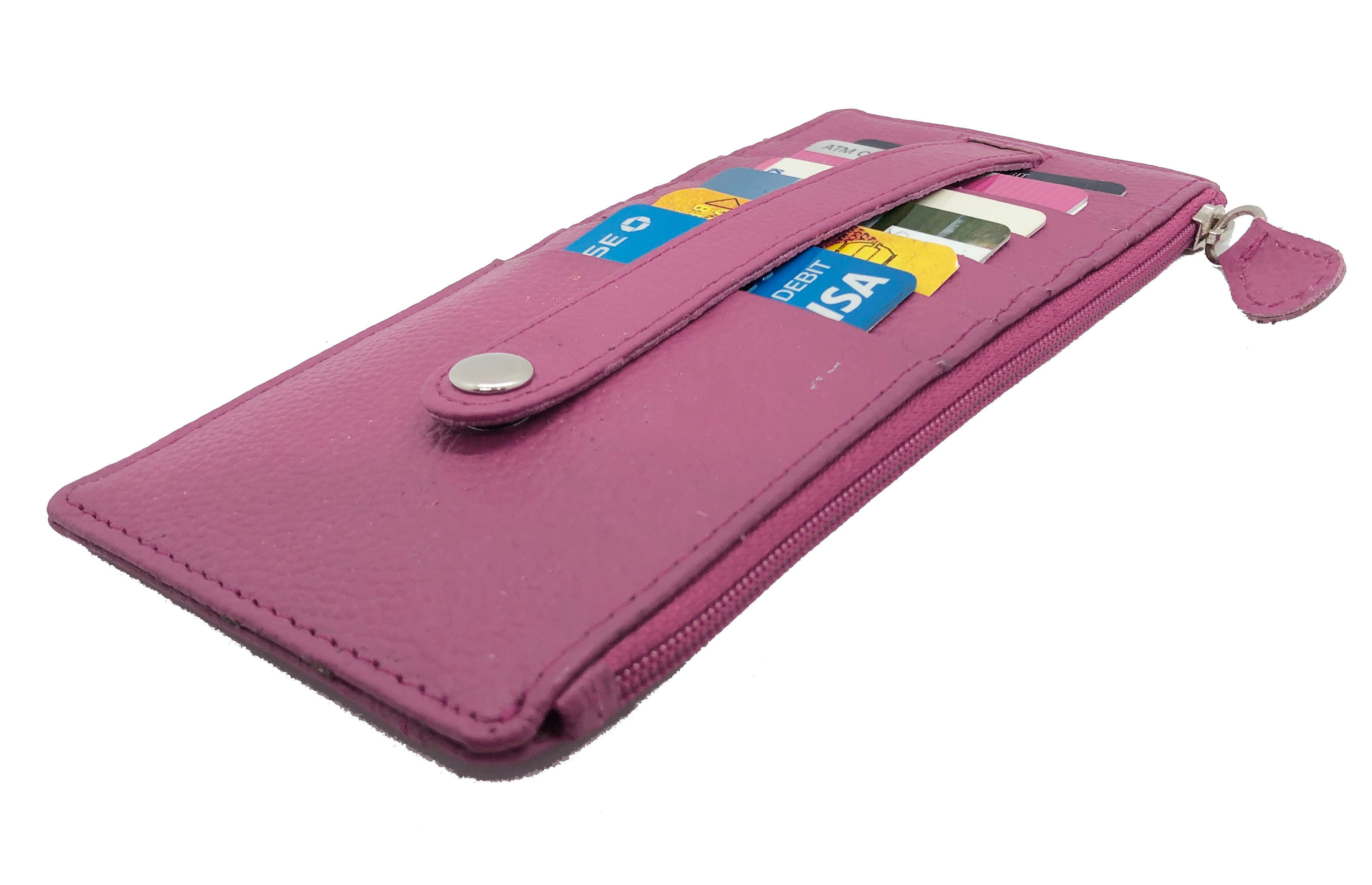 Genuine Leather Thin Vertical Stacker Women's Wallet Card Case with ID ...