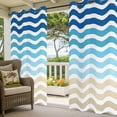 Abstract Gradient Outdoor Curtains for Patio, Waves Blue Khaki Water ...