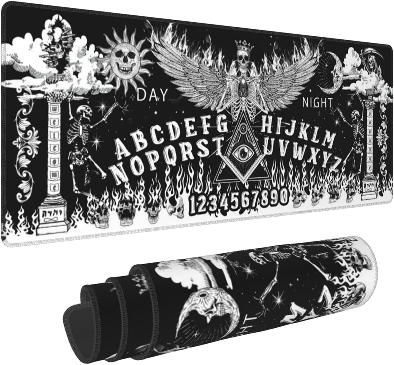 Black and White Goth Gaming Mouse Pad, Long Extended XL Mousepad Desk ...