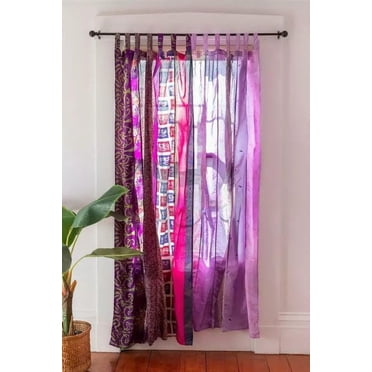 KLAVATE Indian Saree Silk Curtain Patchwork Saree Bohemian Ethnic Wall ...